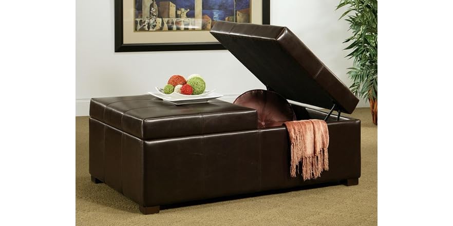 Abbyson Living Frankfurt Leather Double Storage Ottoman