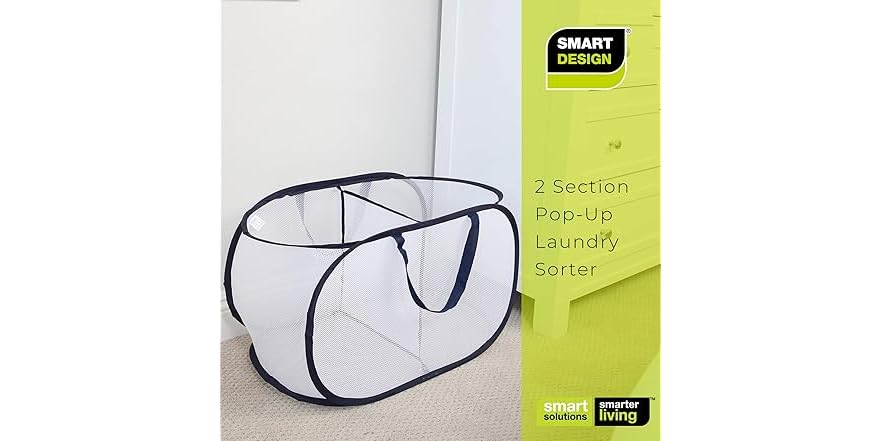 Smart Design Mesh 2-Compartment Hamper