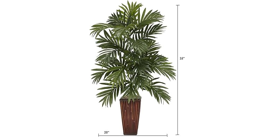 Areca Palm with Bamboo Vase Silk Plant