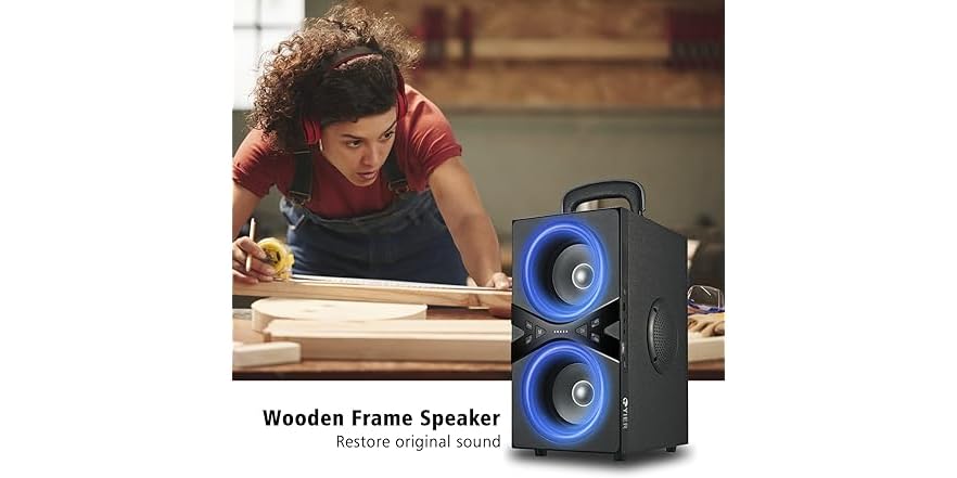 (NEW) YIER 80W Wireless Portable Stereo Speaker with Lights