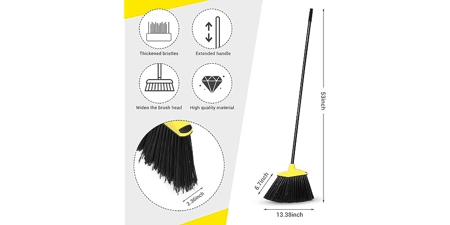 20 Pack Angle Commercial Brooms, Yellow