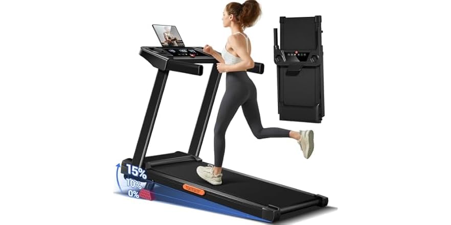 3-in-1 Treadmill with 15% Incline, Portable Treadmills for H (Open Box)