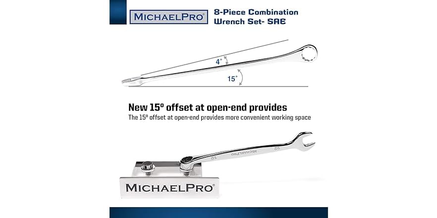 MichaelPro 8-piece SAE Combination Wrench Tool Set