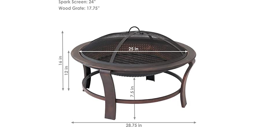 Sunnydaze 29" Steel Elevated Outdoor Fire Pit Bowl