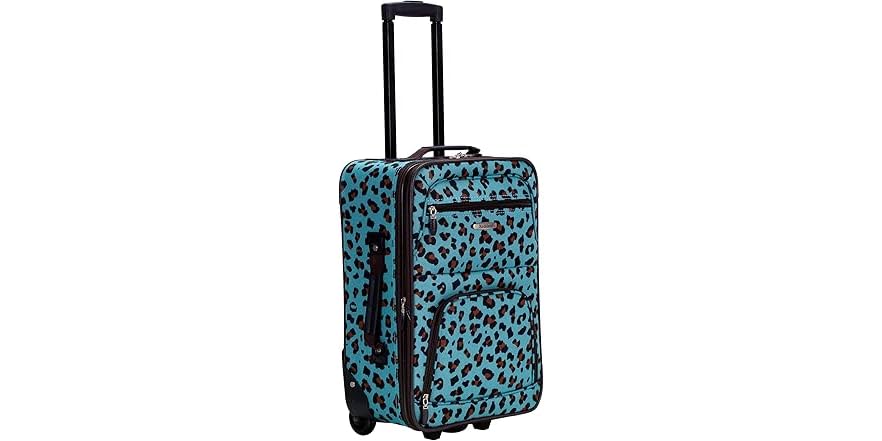 Rockland Jungle Softside Upright Blue Leopard, 4-Piece Set