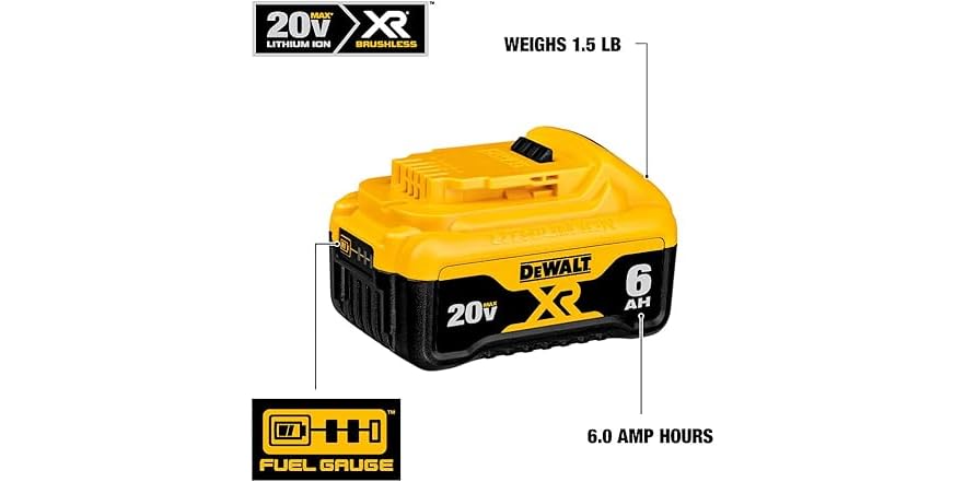 DEWALT DCB206 20V MAX* 6Ah Lithium Ion Battery