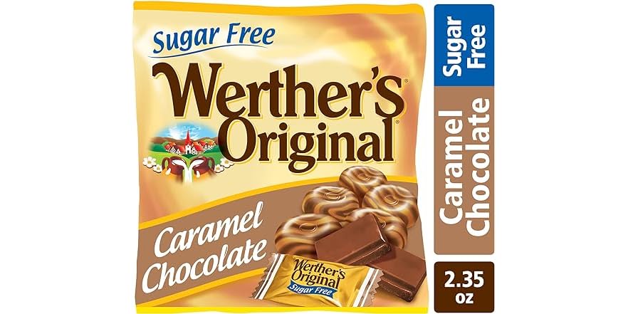 (12 Pack) Werther's Original Hard Sugar Free Caramel Chocolate Candy, 2 ...