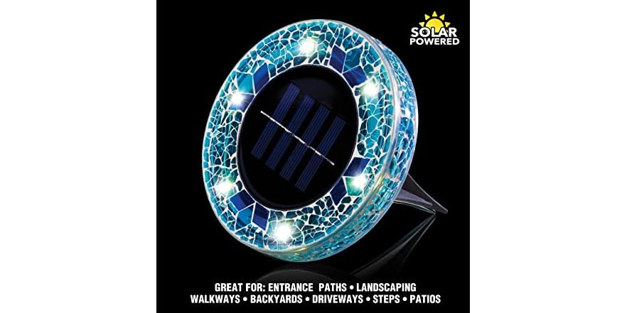 Solar Outdoor Mosaic Disk Lights, 4 Pack