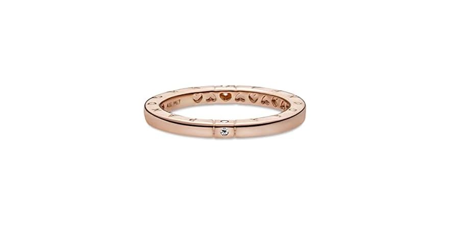 PANDORA Logo & Hearts Ring, Pandora Rose
