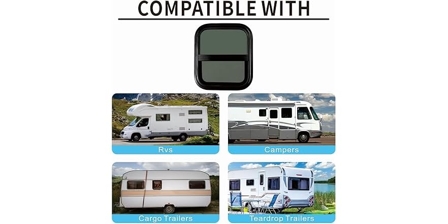 RV Window, Camper Trailer Windows, 14" W x 16" H