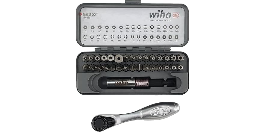 Wiha 74958 32pc GoBox Security Bit Set & Ratchet
