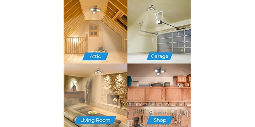 TRIBURST LED Garage Lighting 4 Pack