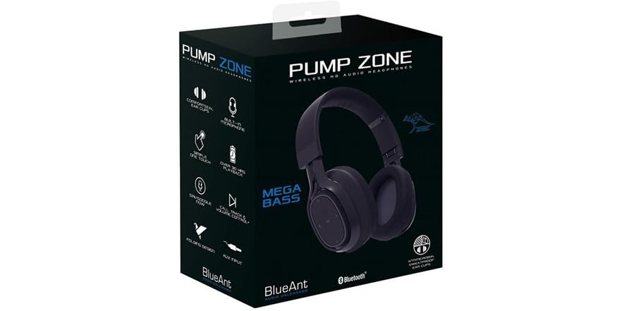 BlueAnt Pump Zone Wireless Bluetooth HD Audio Headphones