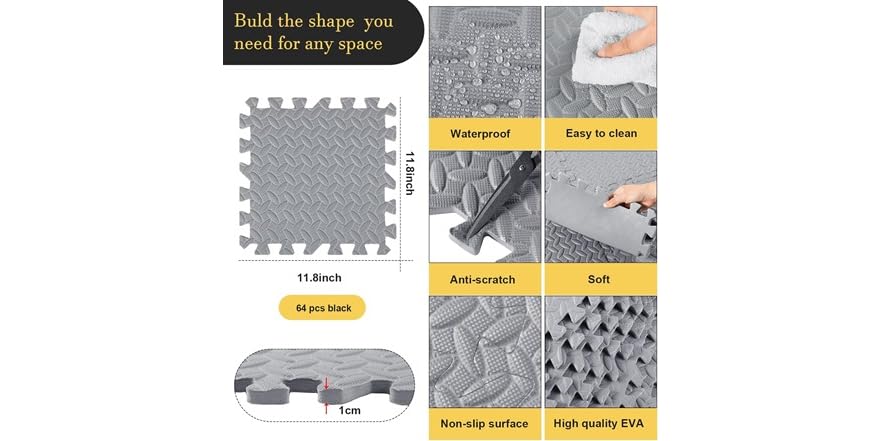 64 PC Inerlocking Foam Floor Baby Tiles