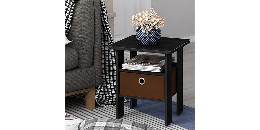 Furinno Andrey End Table with Bin Drawer
