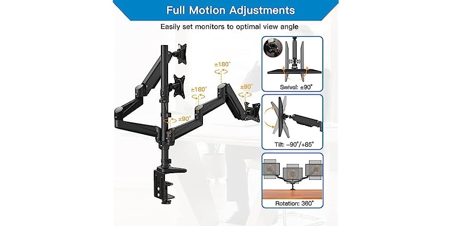 HUANUO Triple Monitor Stand - 3 Monitor Mount