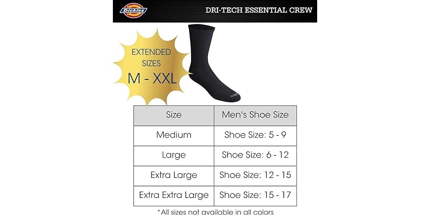 Dickies Men's Dri-tech Socks 6 Pr