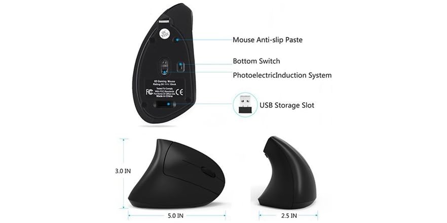 Lekvey Ergonomic Vertical Wireless Mouse