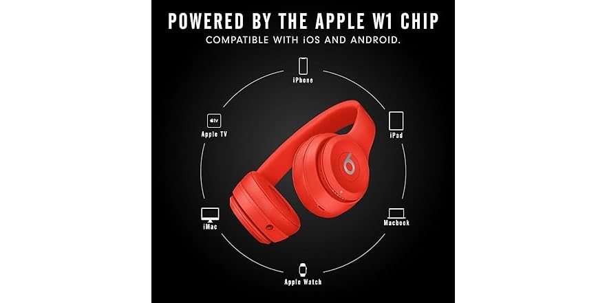 Beats Solo3 Wireless On-Ear Headphones - Red