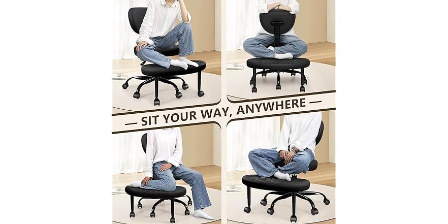 Ergonomic Cross Legged Office Chair with Wheels