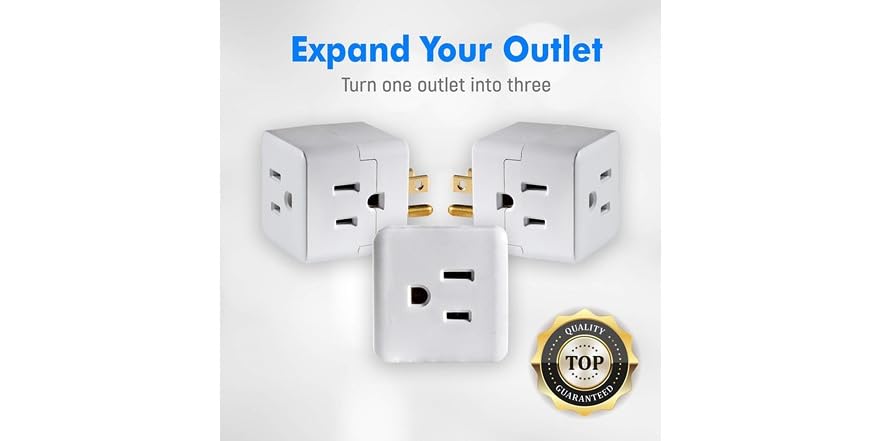 3-Prong Outlet Cube Plug Adapter (10-Pack)