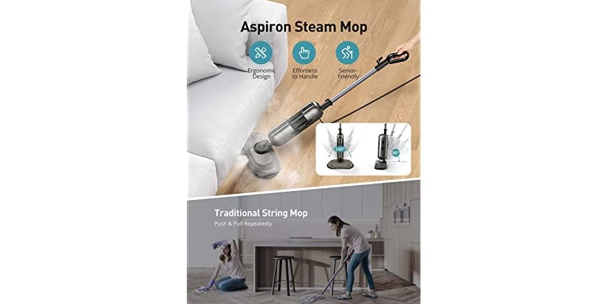 (NEW!) Aspiron 1100W Electric Spin Steam Mop