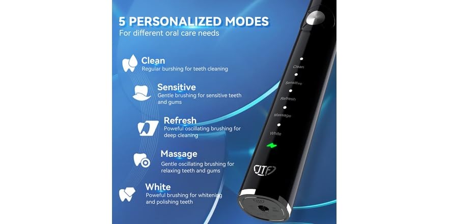 JTF Sonic Electric Toothbrush With 6 Heads