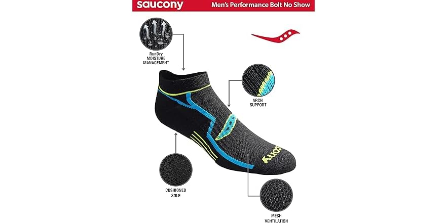 Saucony Performance Socks 6-Pack Black