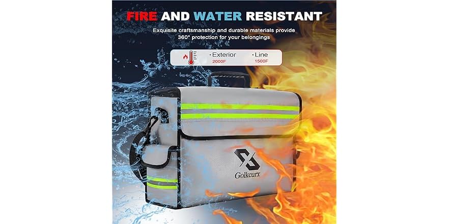 Golkcurx Fireproof Document Bag