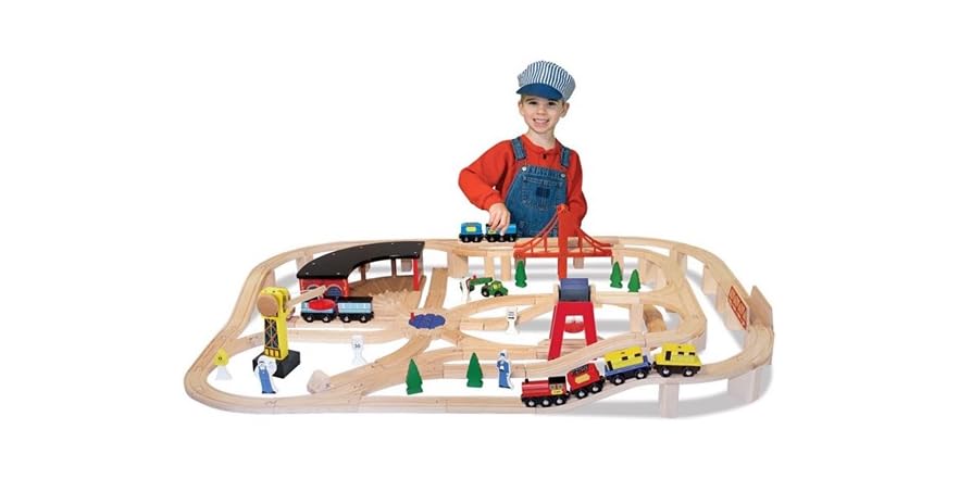 Melissa & Doug Wooden Railway Set