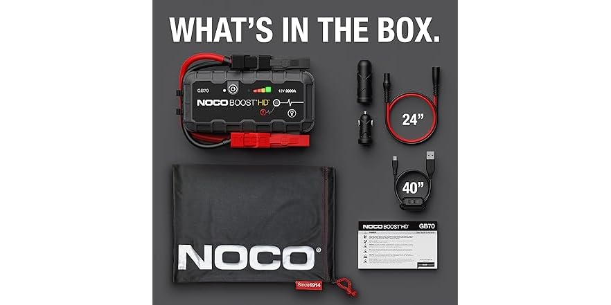 NOCO Boost HD GB70 2000A Car Battery Jump Starter