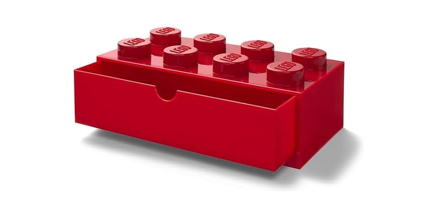 LEGO Stackable Desk Drawer RED with 8 Knobs