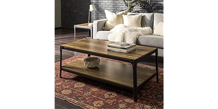 Declan Urban Industrial Angle Iron & Wood Coffee Table