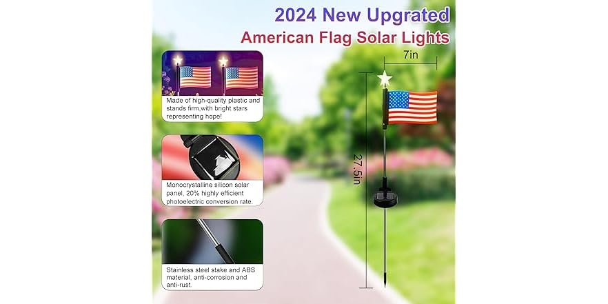 Hakol American Flag Solar Lights - 2 Pack
