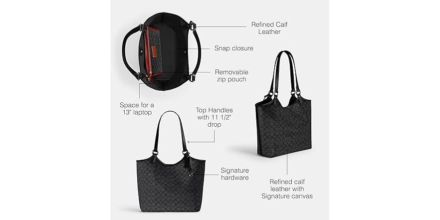 Coach Day Tote, V5/Charcoal Black