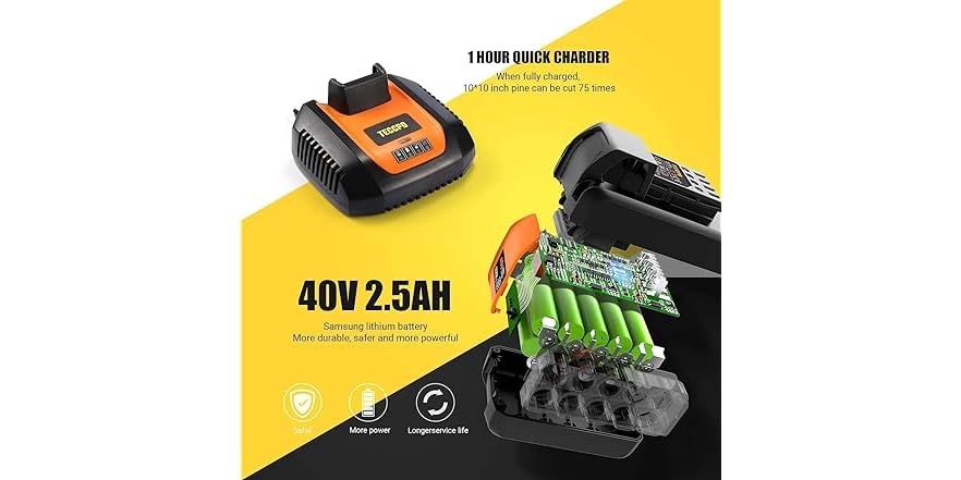 TECCPO Cordless 40V 12-Inch Electric Chainsaw