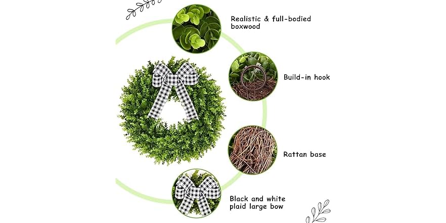 Vlorart 23inch Boxwood Wreath