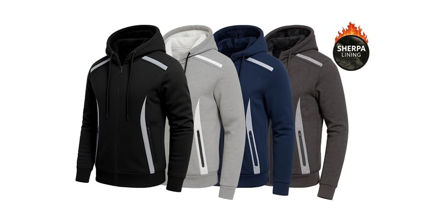 Men's Sherpa Reflective Tech Zip Hoodies