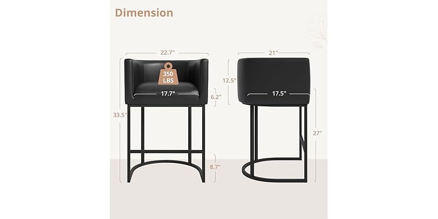 3 Black Counter Height Bar Stools