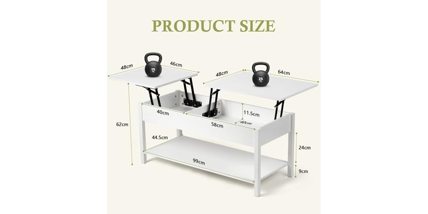 Split Lift-Top Space Saving Coffee Table