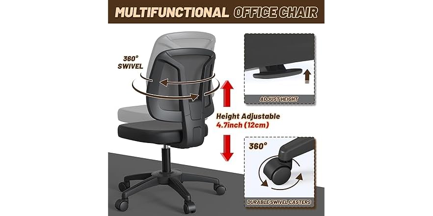 TTD TIANTIANDA Armless Swivel Mesh Chair