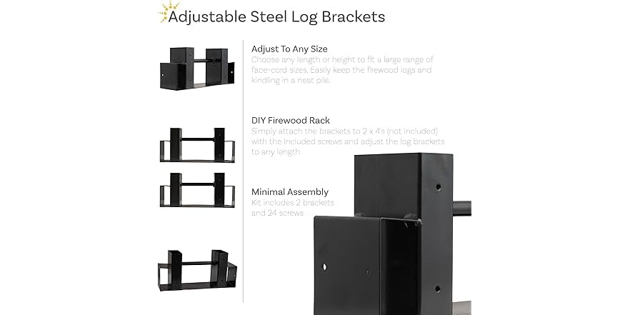 Sunnydaze Adjustable Log Storage Rack Bracket Kit