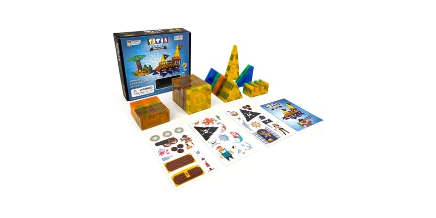 Tytan Magnetic Tiles Pirate Ship Kit - 60Pcs