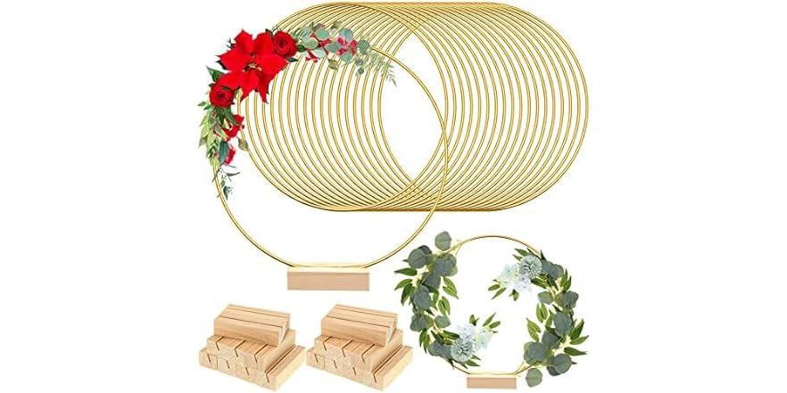18Pc 14" Wreath Craft Hoops With Stand