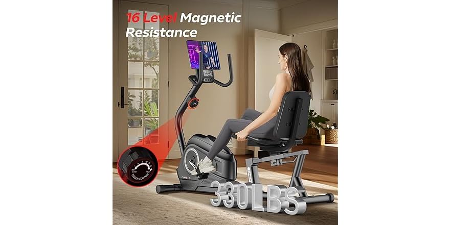 CURSOR FITNESS Recumbent Exercise Bike, Stationary Bikes for (Open Box)