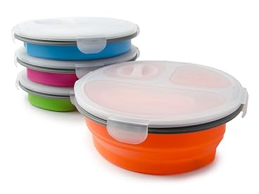 Three Compartment Round Lunch Box 4-Pack