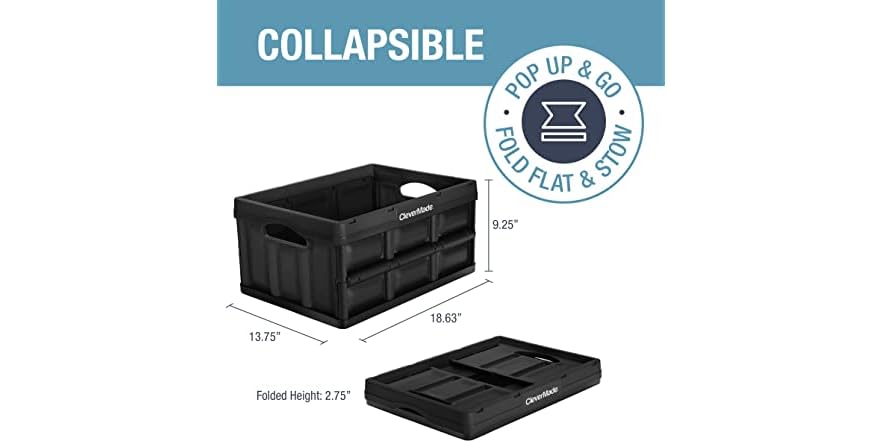 CleverMade 3PK Folding Box Solid Wall 32L - No Lid