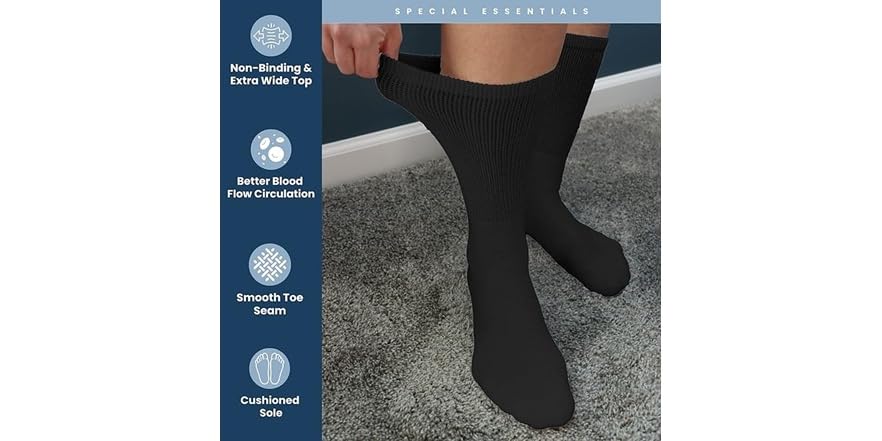 {12-Pairs} Cotton Diabetic Crew Socks