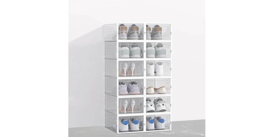 J&V Plastic Stackable Shoe Boxes 12Pk