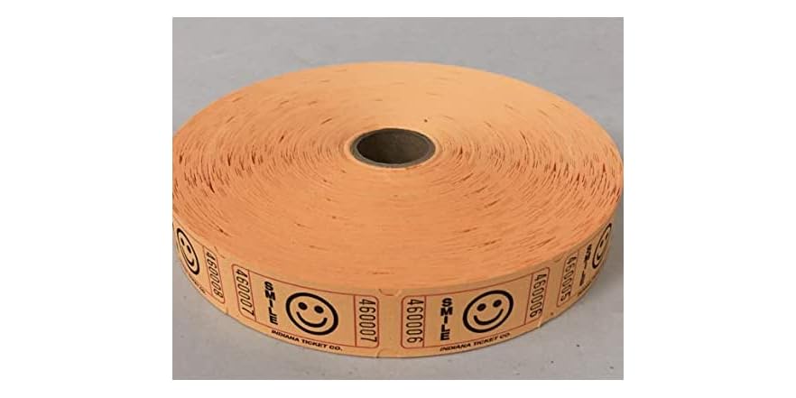 Orange Smile Face Ticket Roll, Roll of 2000